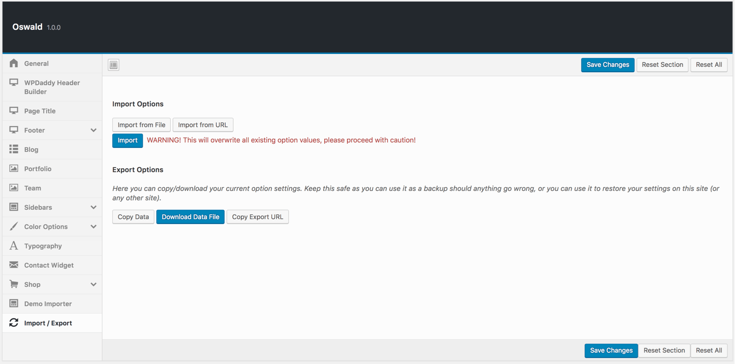 Import/Export – Documentation